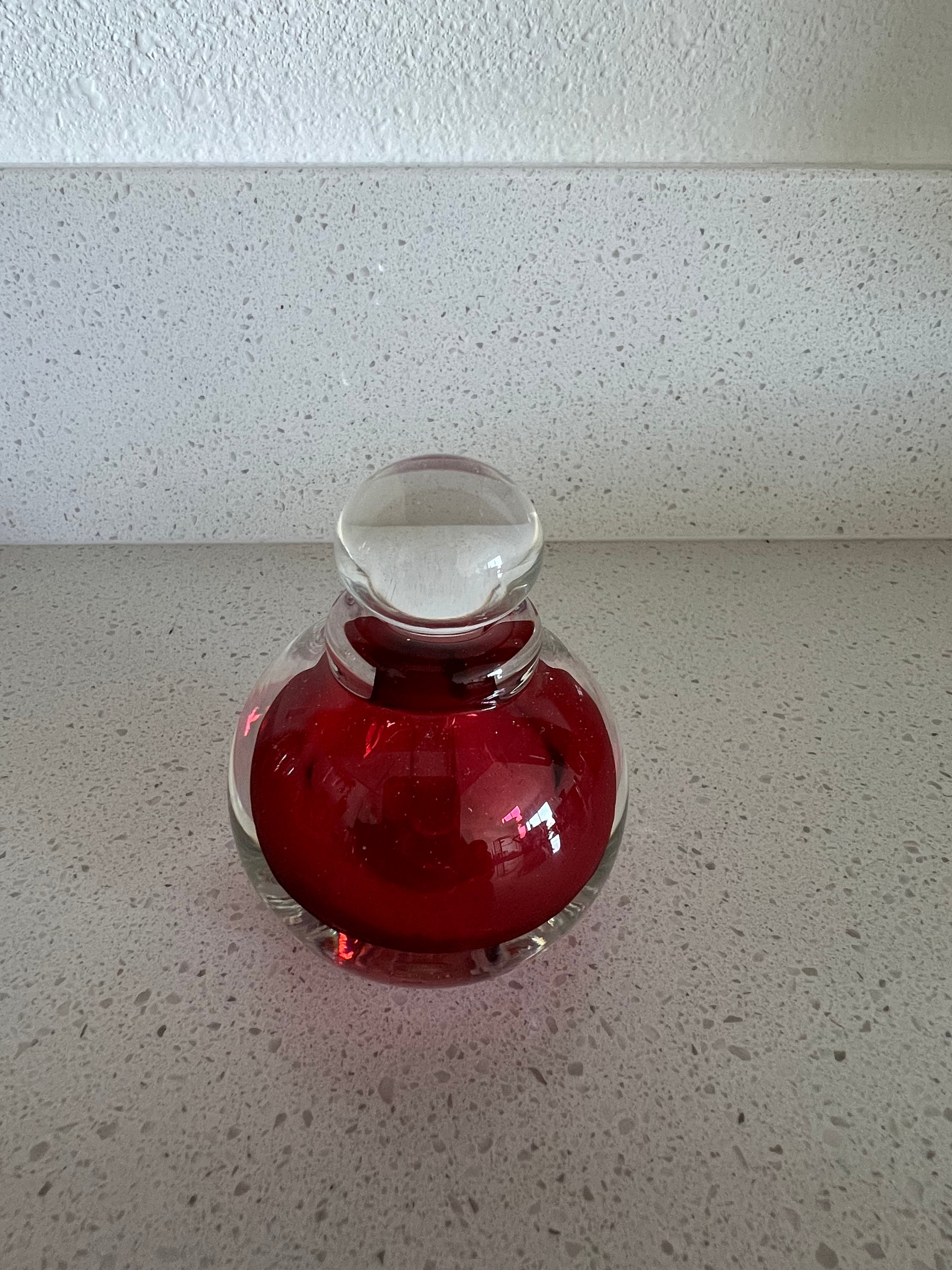 Vtg Signed Murano Perfume Bottle Ruby Red - Etsy