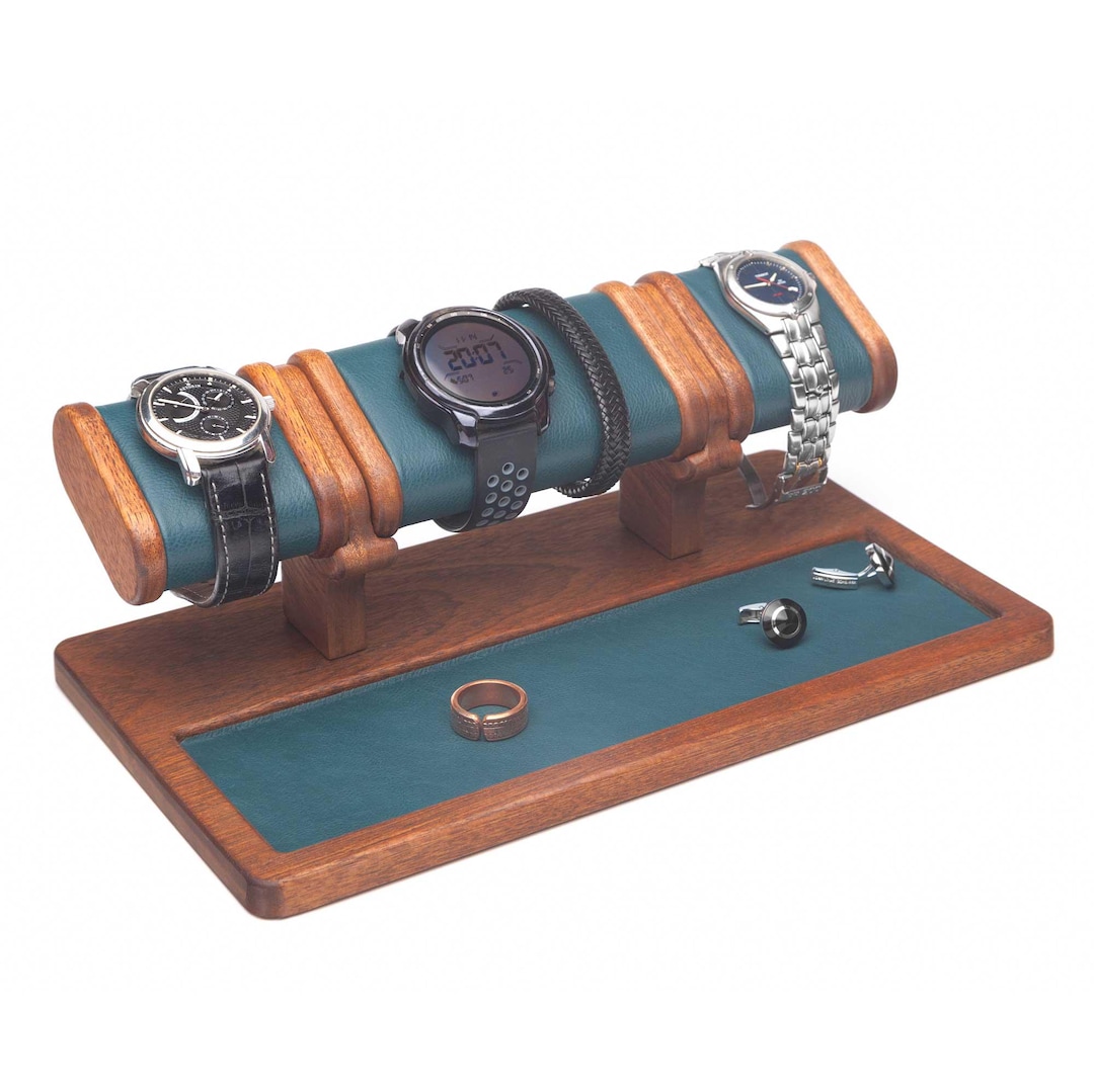 Mahogany Wood Watch Stand for Four Watches, Watch Display Watch Storage ...