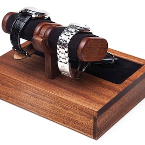 Mahogany Wood Desk Organizer With Drawer. Watch Stand, Drawer, Jewelry ...