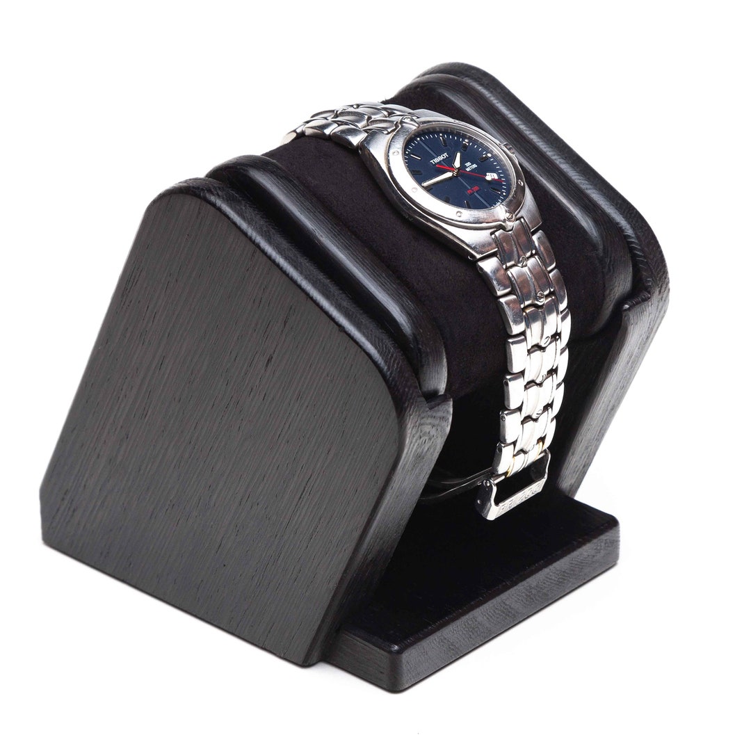 Black Finish Wenge Wood Watch Stand With Personalized Box, Wooden Watch ...