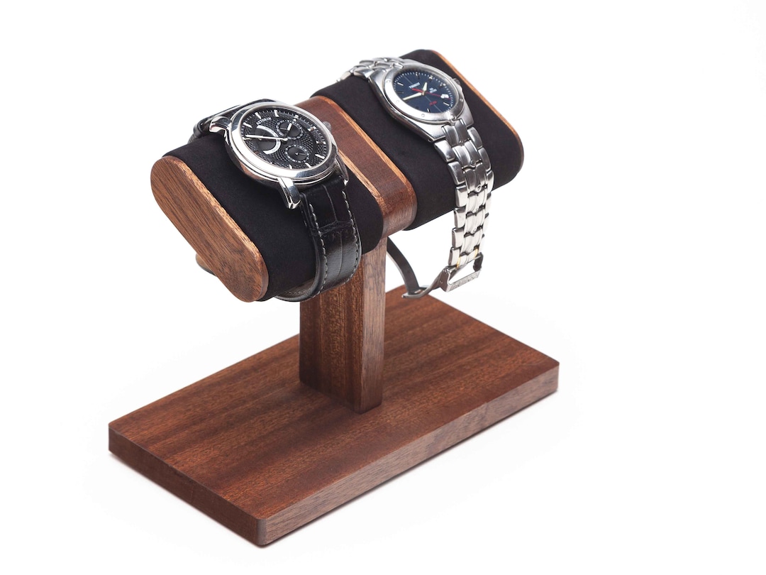 Simple Mahogany Watch Stand for Two Long Bracelet Watches, Wooden Watch ...