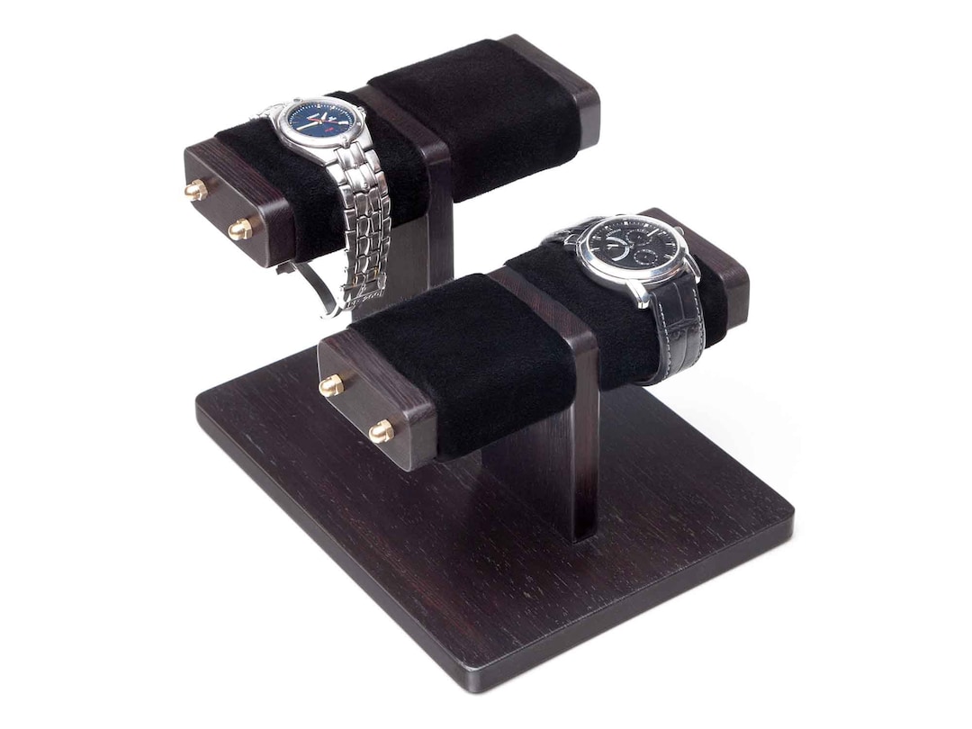 Wenge Wood Modern Watch Stand for 4 Watches + Personalized Box, Watch ...