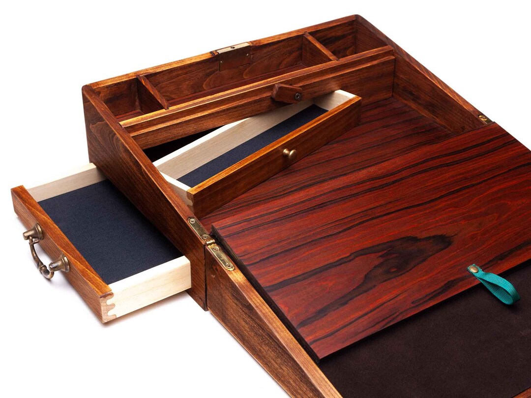 Cherry Wood Writing Slope With 3 Drawers and Space for - Etsy