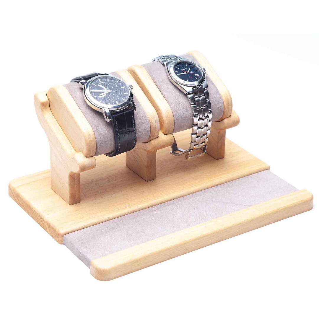 Wooden Desk Organizer, Dual Wood Watch Stand, Jewelry Tray, Docking ...