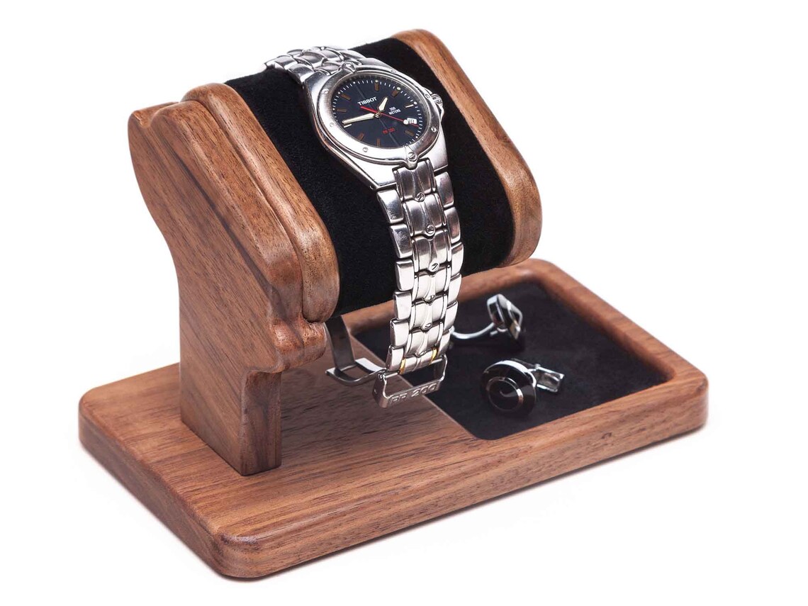 Walnut Wood Desk Organizer Watch Stand Jewelry Tray - Etsy