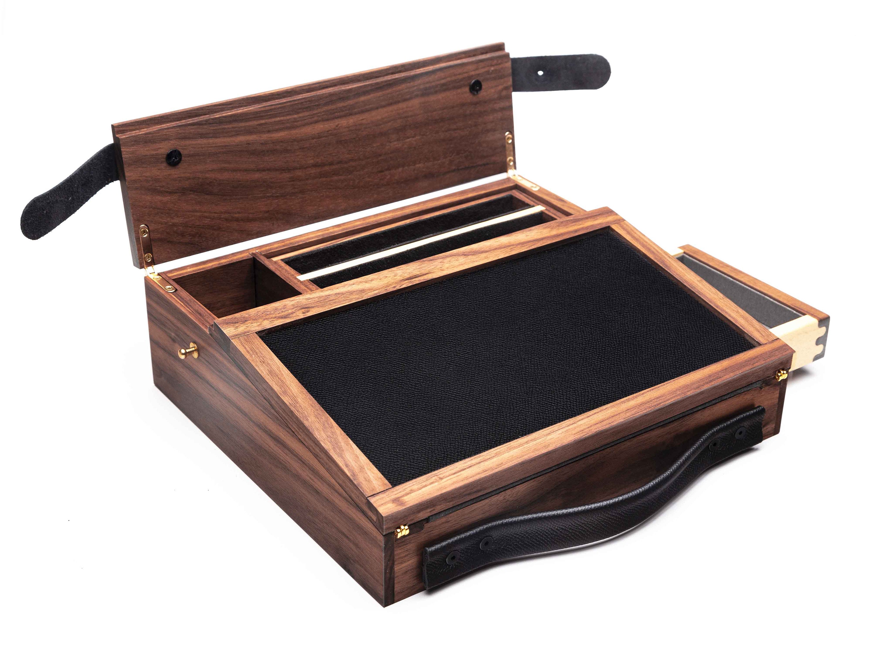 Walnut 'small' Writing Slope: Portable Colonial Style Calligraphy Desk ...