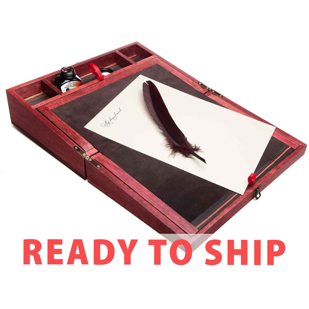 Amaranth Wood Simple Writing Slope With 2 Drawers and Space for ...