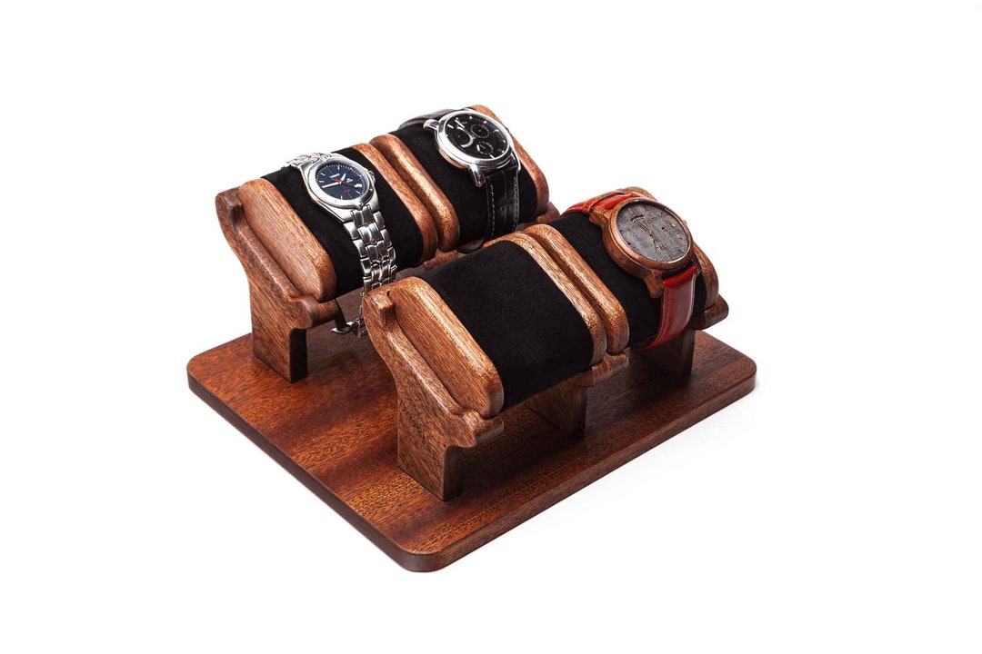 Mahogany Watch Stand for Four Watches + Box, Watch Display Watch ...