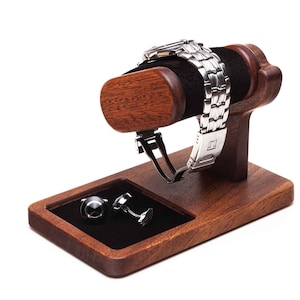 Mahogany Desk Organizer Watch Stand Jewelry Tray Personalized Box ...