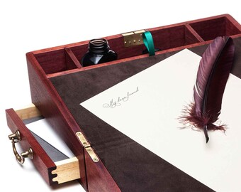 Cherry Wood Writing Slope With 3 Drawers and Space for | Etsy