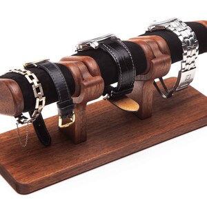 Mahogany Wood Watch Stand for Three Watches, Watch Display Watch ...