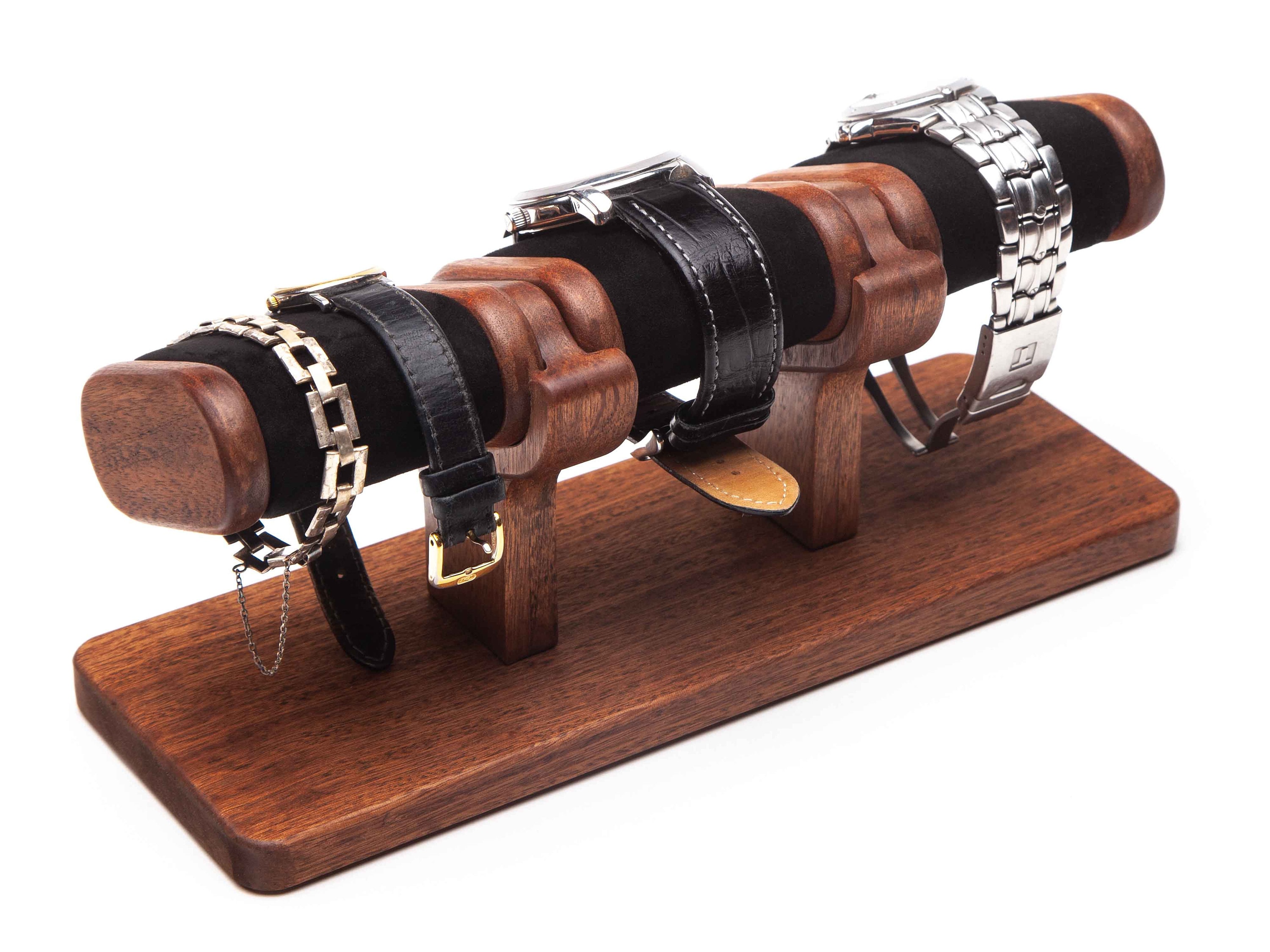 Mahogany Wood Watch Stand for Three Watches, Watch Display Watch ...