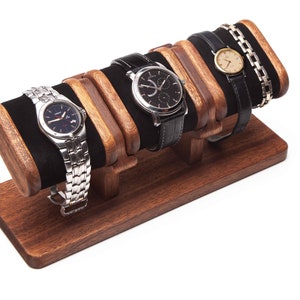 Mahogany Wood Watch Stand for Three Watches, Watch Display Watch ...