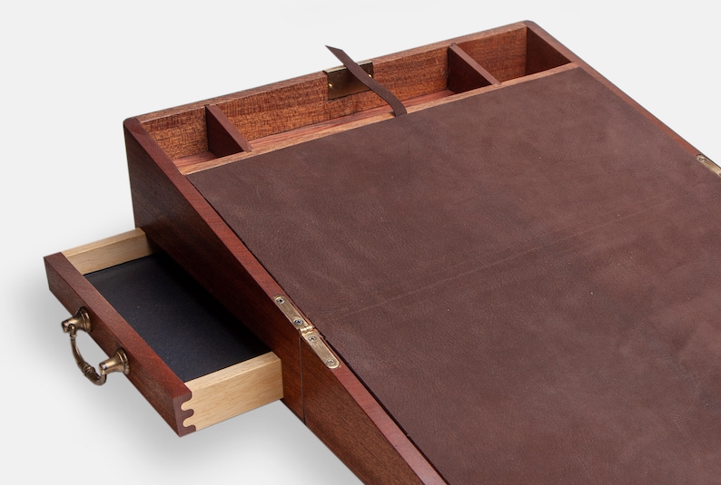 Wooden writing slope with drawers and space for stationery. | Etsy