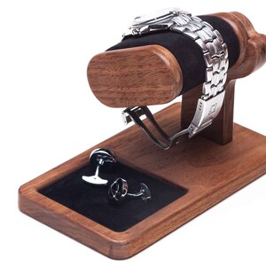 Walnut Wood Desk Organizer Watch Stand Jewelry Tray Personalized Box ...