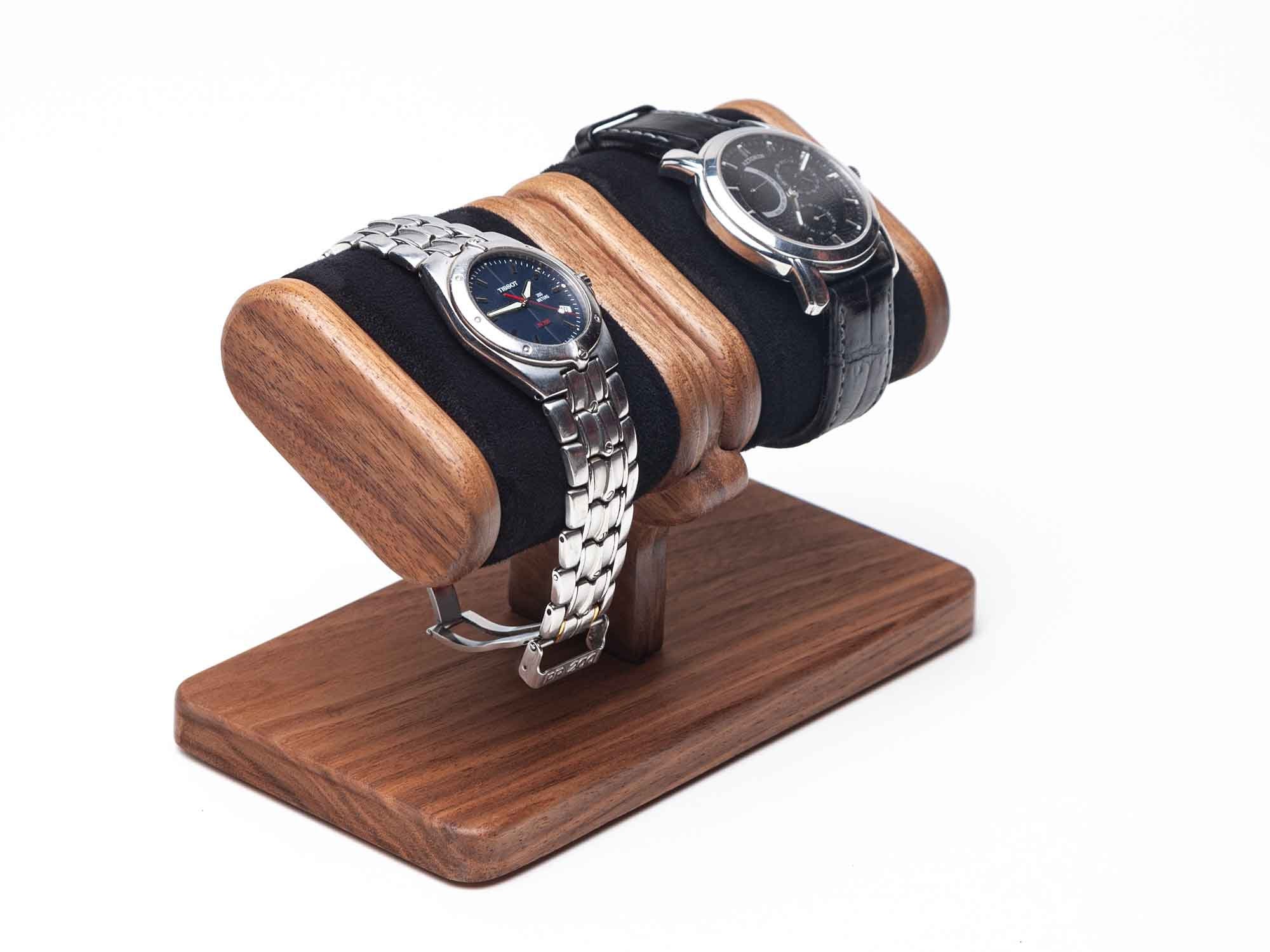 Walnut wood Watch Stand with box wooden watch display for | Etsy