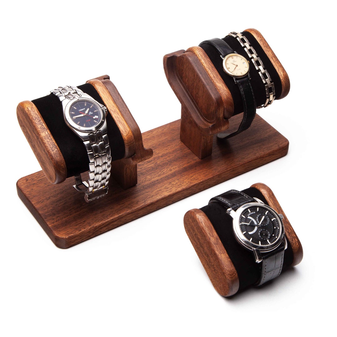 Mahogany Wood Watch Stand for Three Watches, Watch Display Watch ...
