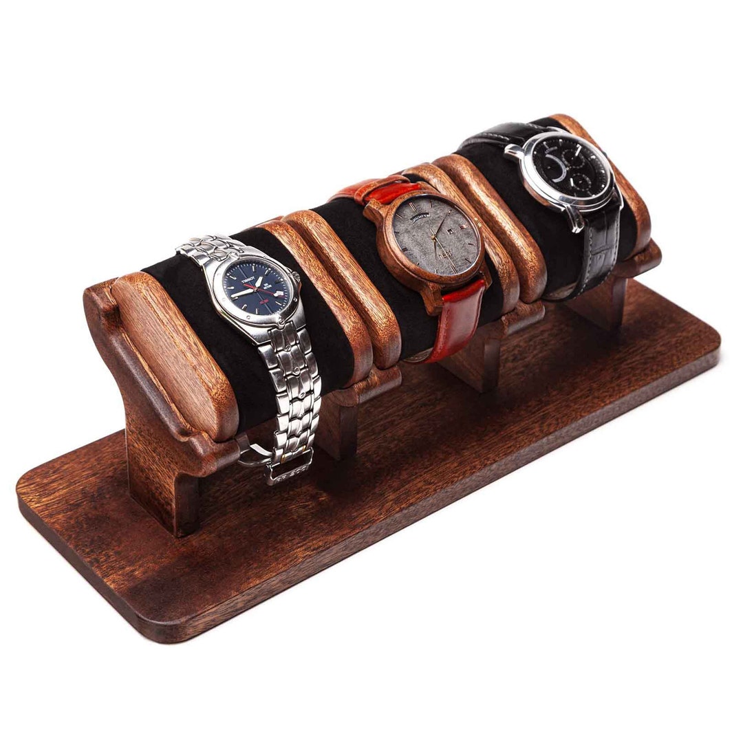 Mahogany Wood Watch Stand for Three Watches, Watch Display Watch ...