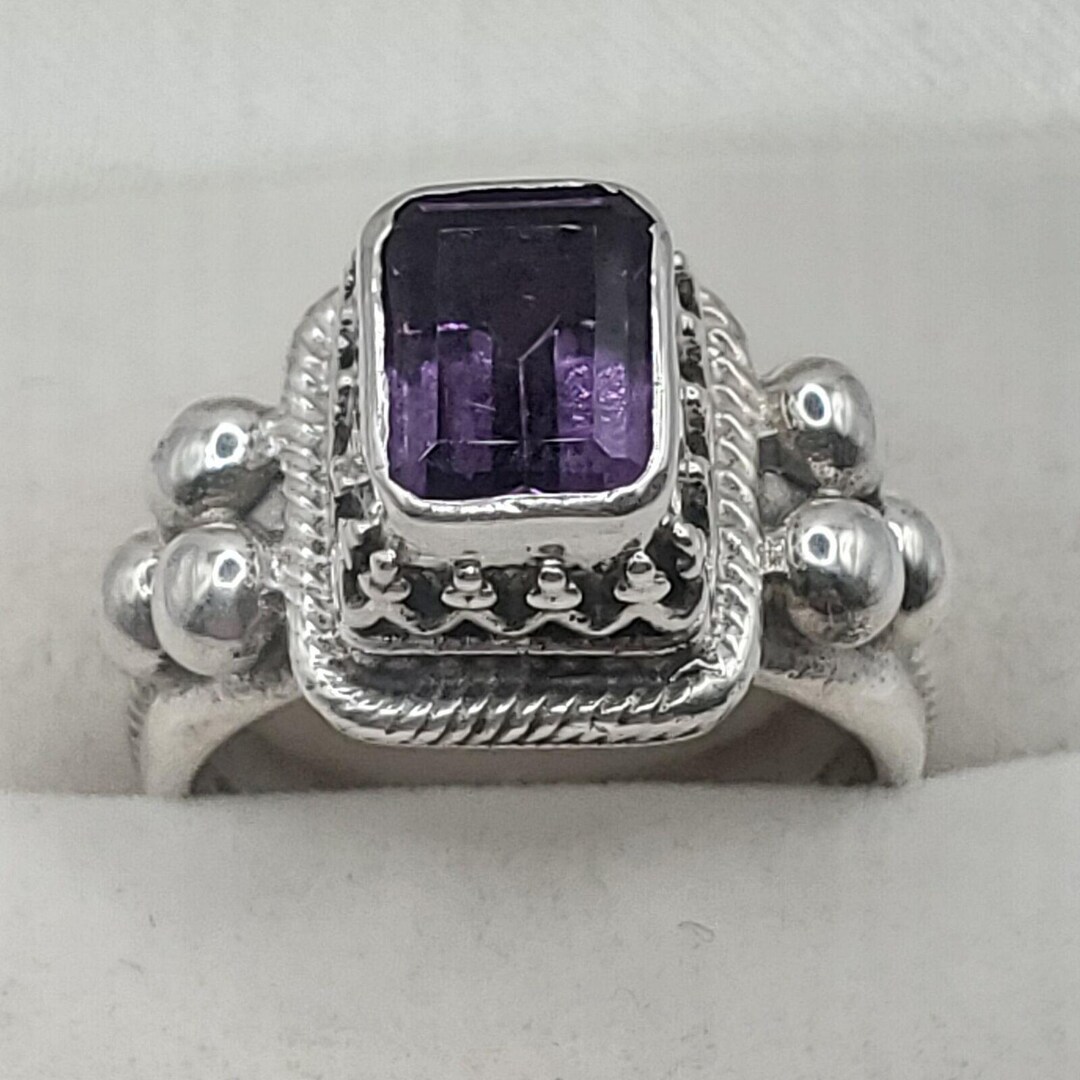925 Sterling Silver ROIE JAQUE Native Navajo Handmade Amethyst Ring ...