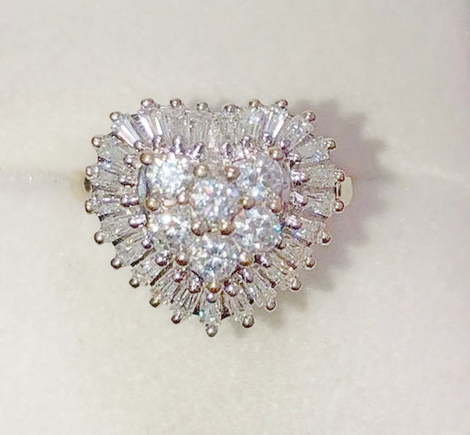 10k two-tone cz cubic zirconia heart shape ring size 7 | Etsy