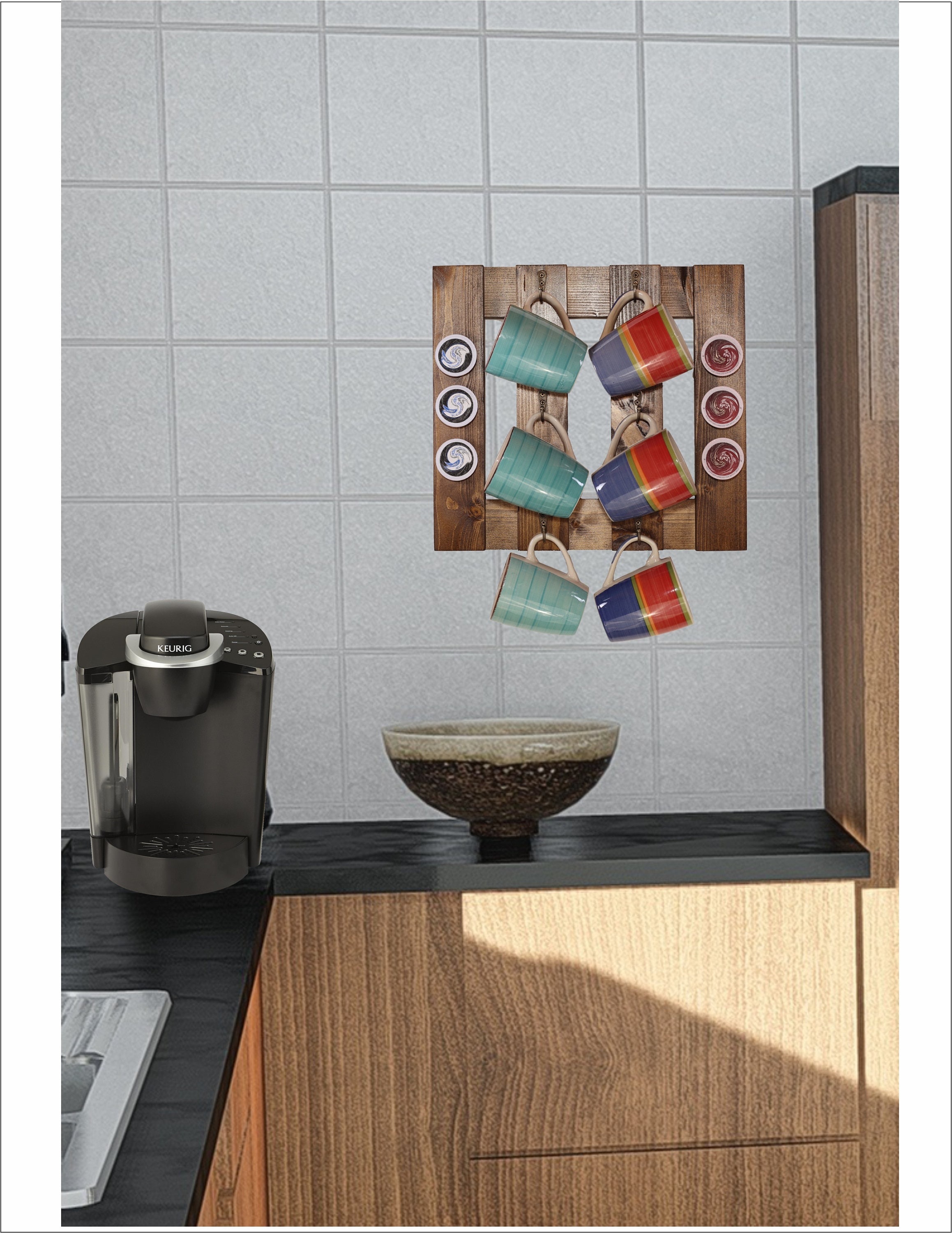 Coffee Mug Wall Mount Display Rack Keurig Pod K Cup Kcup Hanger Holder ...