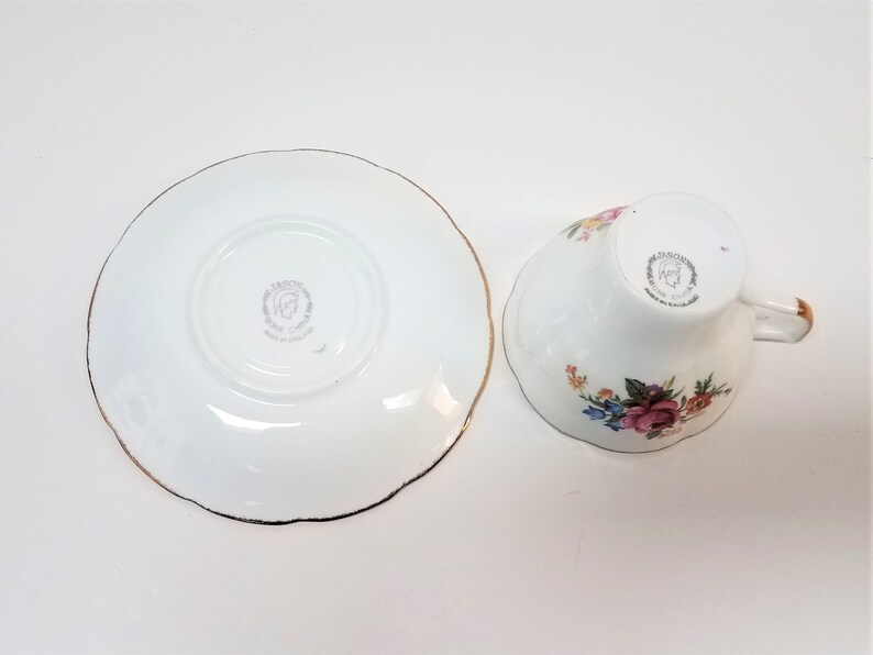 Jason Bone China Cup and Saucer, Floral With Rose, England, 1940s - Etsy