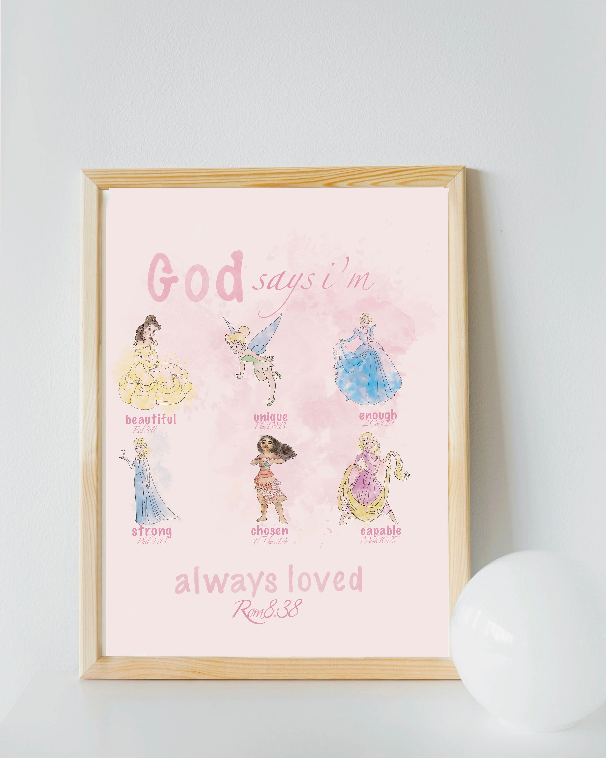 Princess Printable Poster With Bible Verses/ God Says I Am/ DIGITAL ...