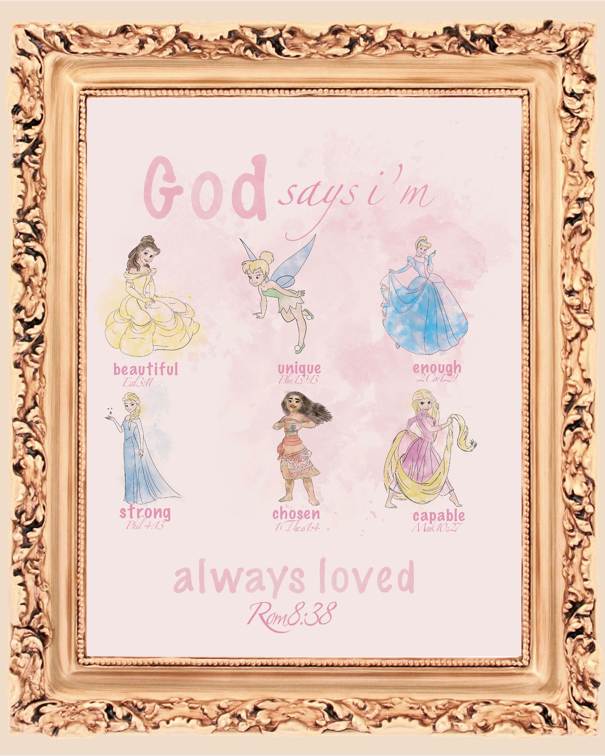 Princess Printable Poster With Bible Verses/ God Says I Am/ DIGITAL ...