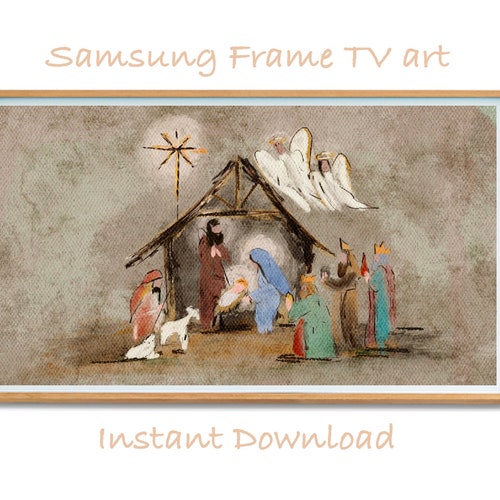Nativity Art Samsung Frame TV Art Modern Nativity Scene - Etsy