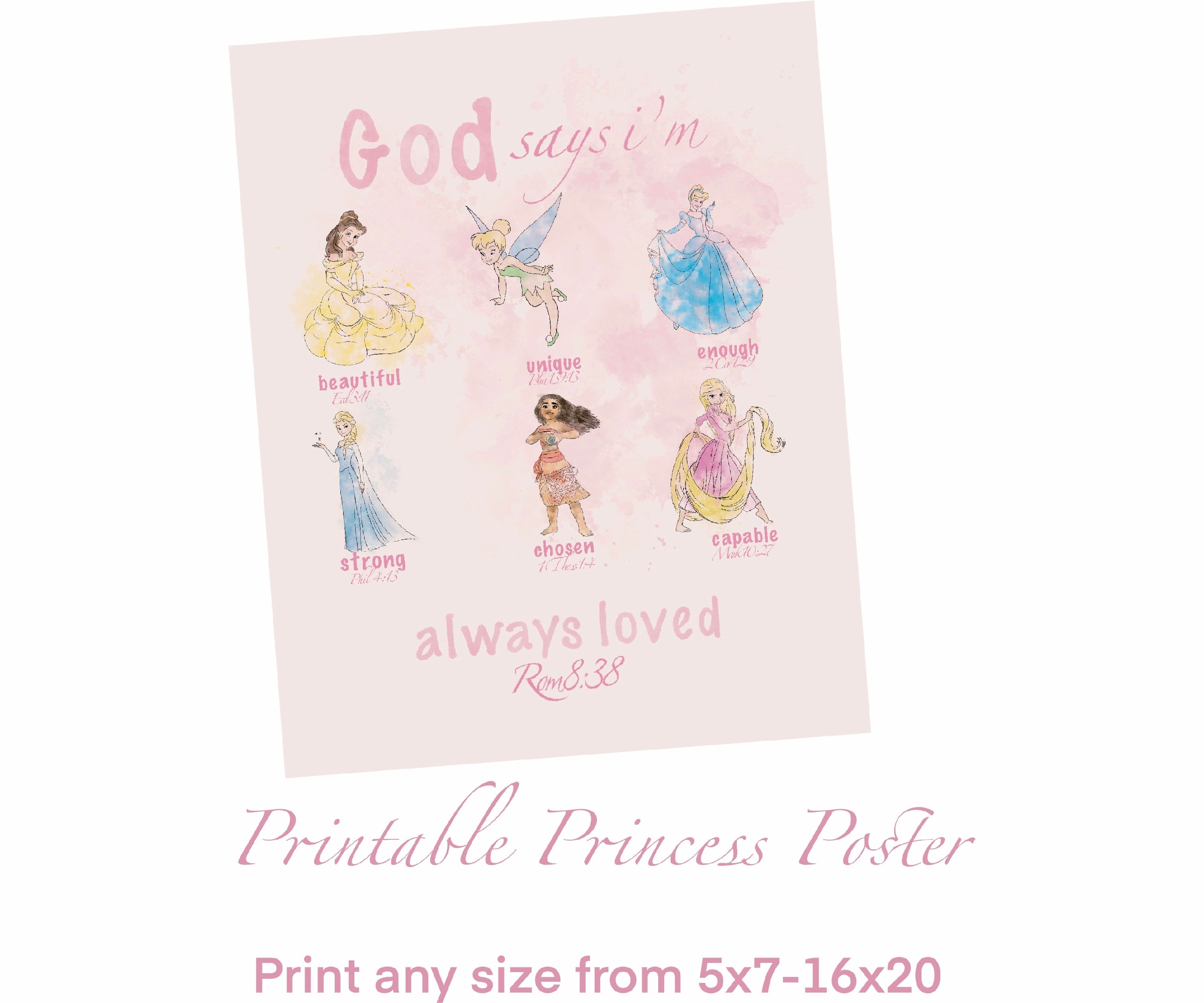 Princess Printable Poster With Bible Verses/ God Says I Am/ DIGITAL ...
