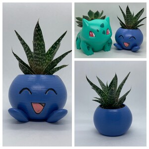 Bulbasaur pintado y maceteros extraños con suculentas/cactus vivos Dos ...