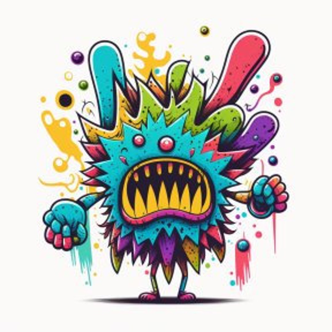 Splat Ugly Monster Cartoon Digital Art in PNG File Format for - Etsy
