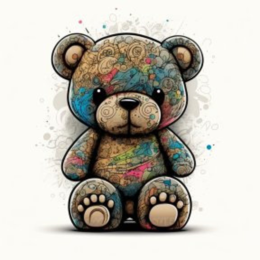 Zen Doodle Teddy Bear Digital Art in PNG File Format for - Etsy