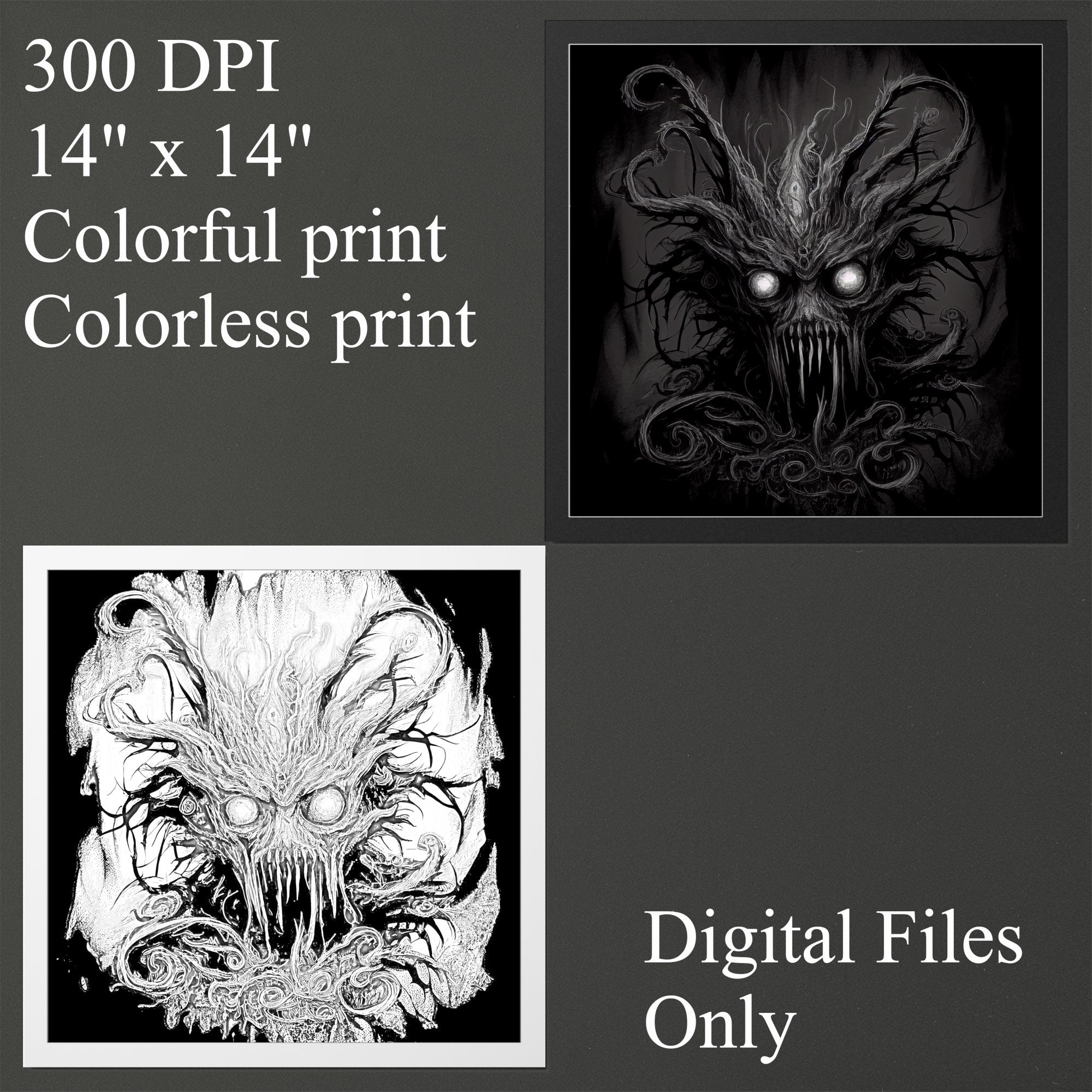 Scary Shadow Demon Monster Dark Digital Art in PNG File Format - Etsy