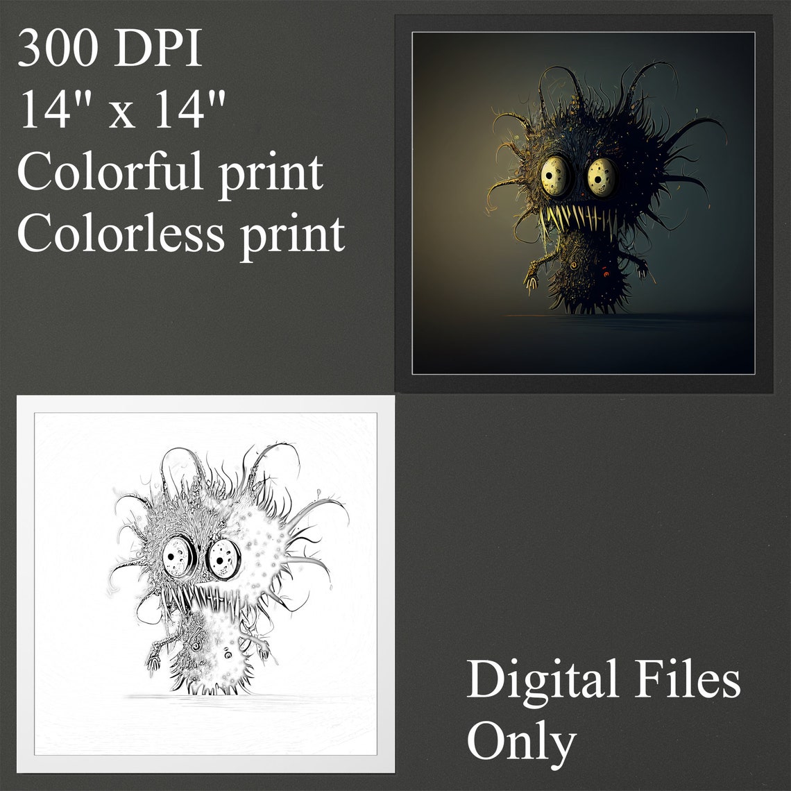 Scary Shadow Demon Monster Dark Digital Art in PNG File Format - Etsy