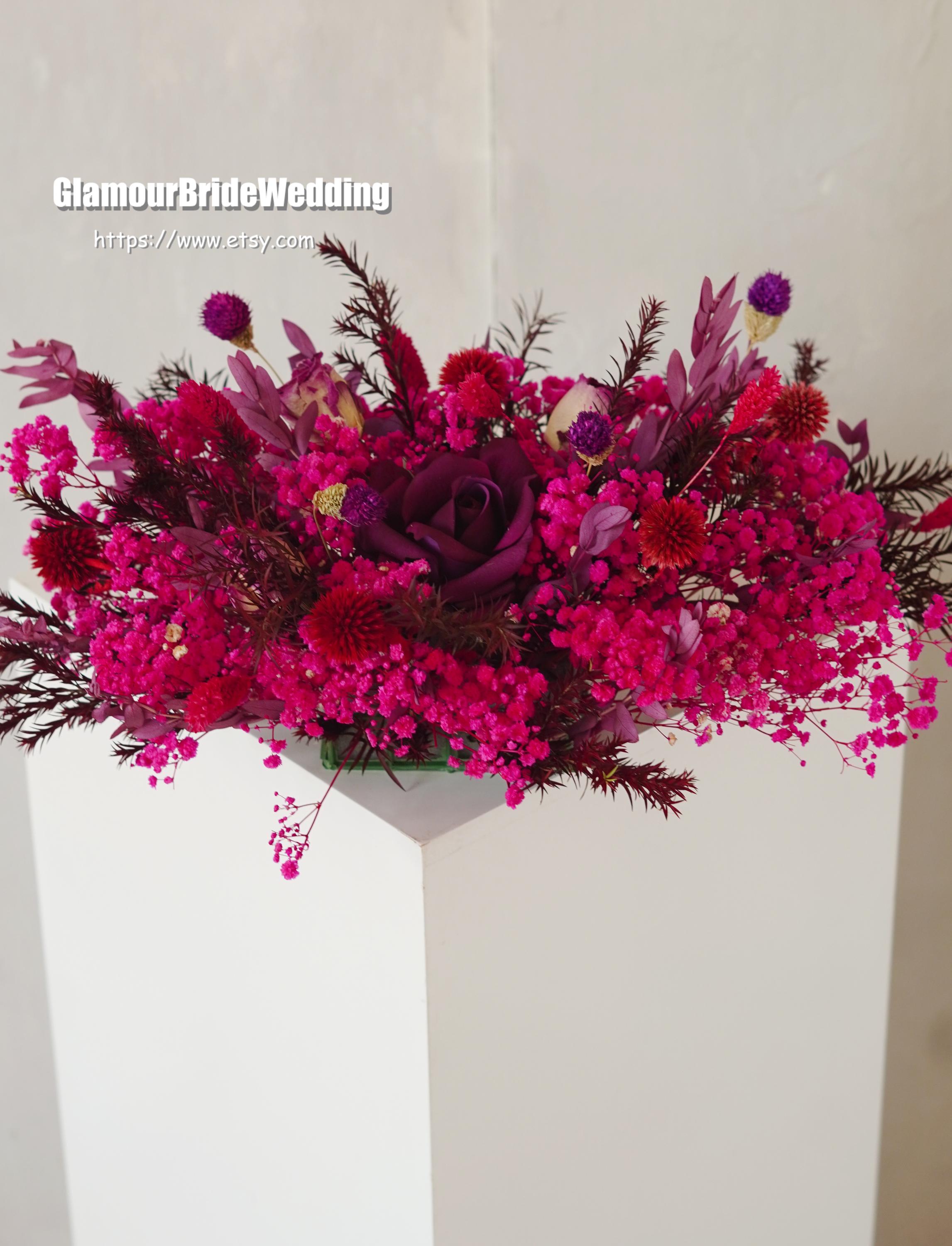 Burgundy Red Table Flower Arrangement,boho Wedding Artificial/dried ...