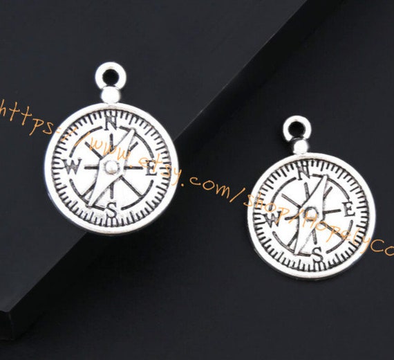 10pcs antique silver tone 20mmx27mm compass charms pendant | Etsy