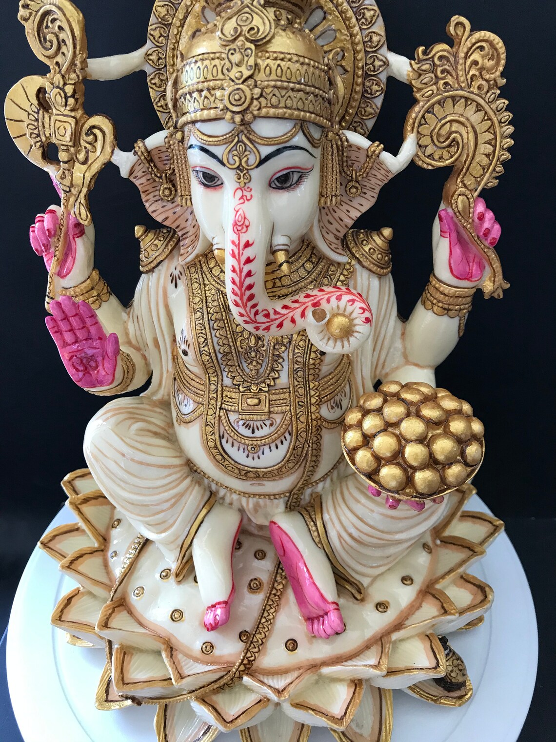 Ganesha Statue 12 Inches Height Lord Ganesh Statue on Lotus | Etsy