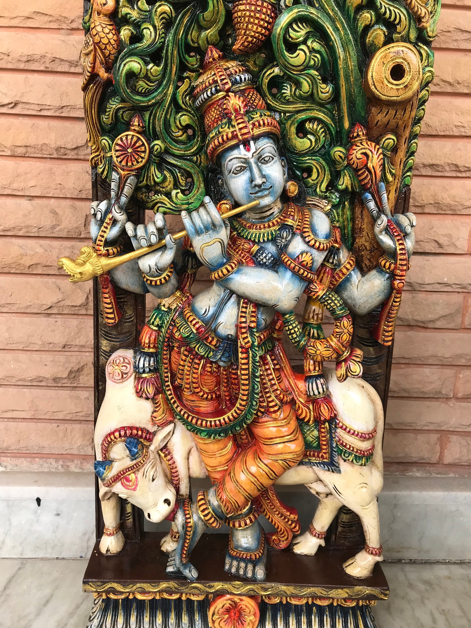 Krishna Statue Vintage Wood Hand Made Wood Carving Work - Etsy