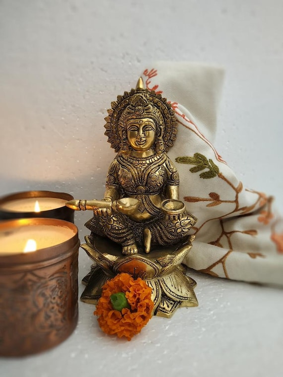 Goddess Annapurna Devi in Brass Hindu Goddess of Nourishment | Etsy