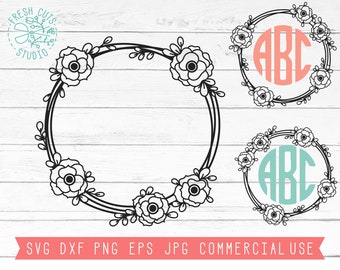 Flower monogram svg | Etsy