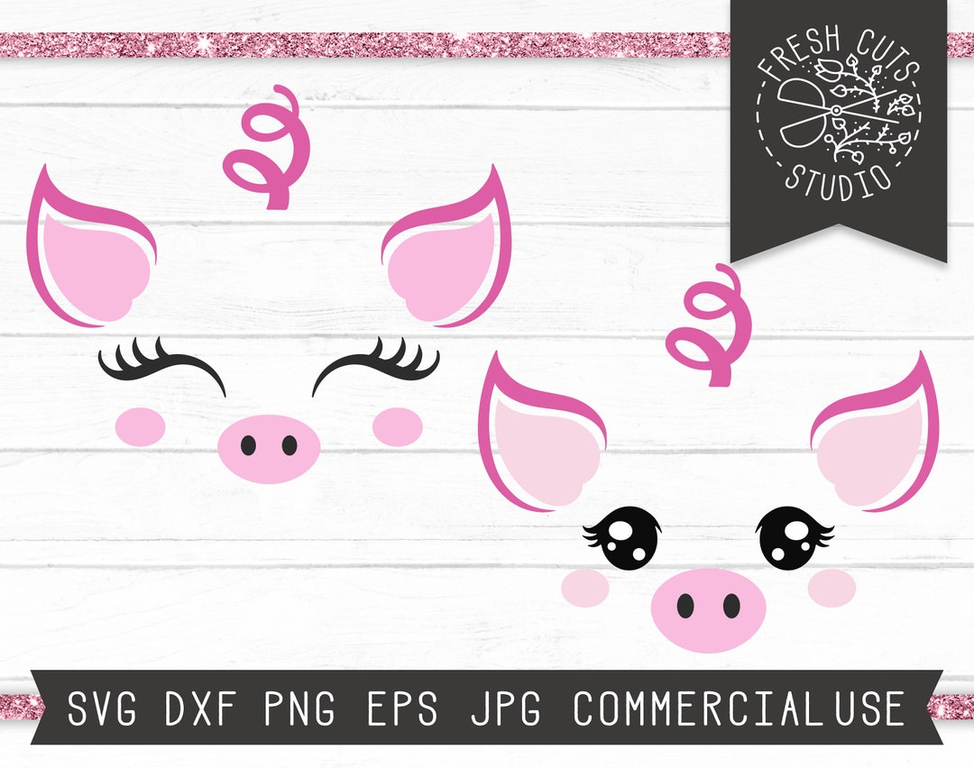 Pig SVG, Pig Faces SVG Cut File for Cricut, Farm Svg, Girl Pig Svg ...