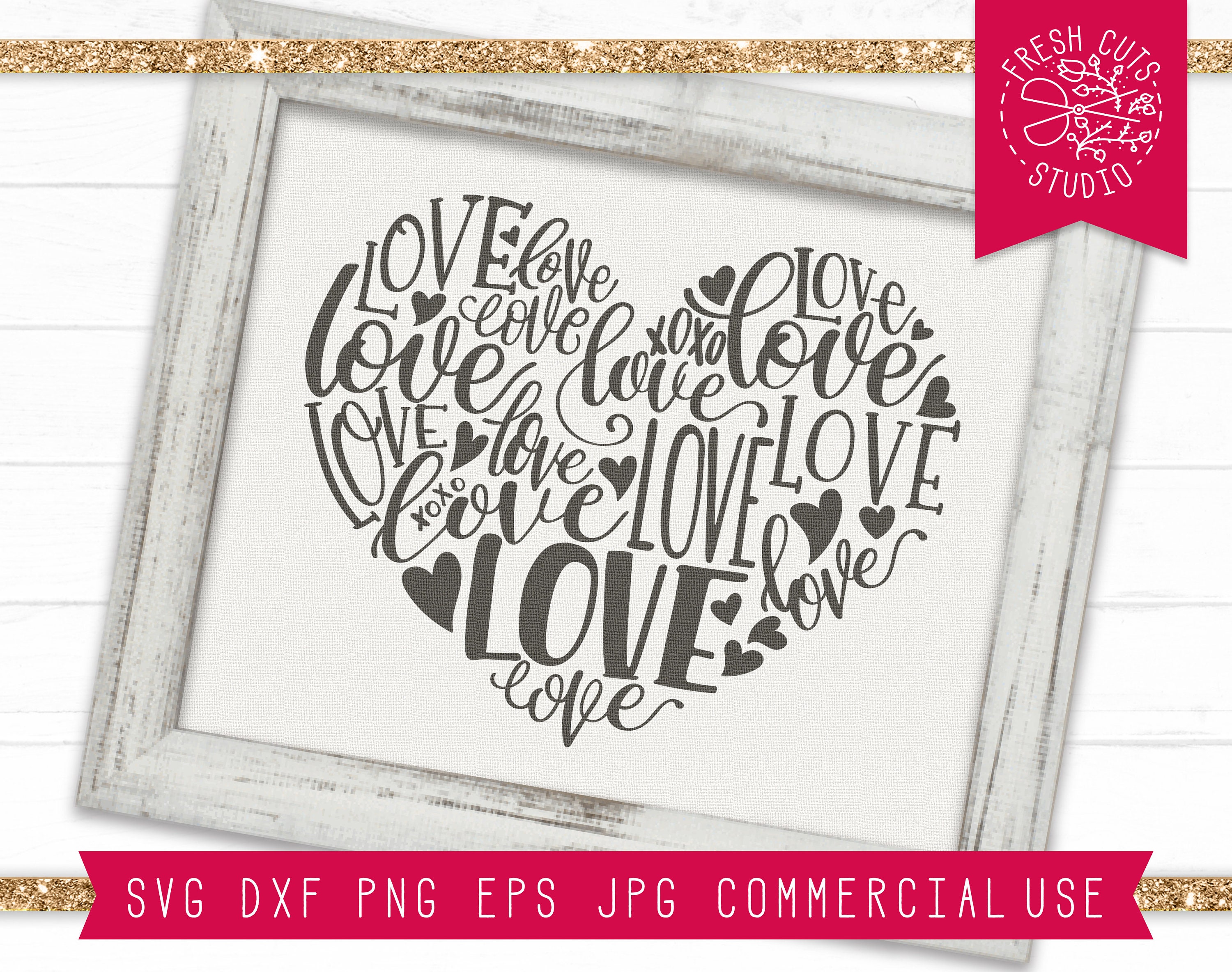 Love SVG Valentine Heart Svg File for Cricut Love Lettering - Etsy