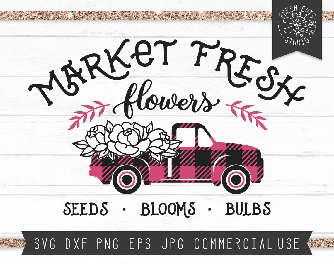 Spring SVG Truck With Flowers SVG Instant Download Plaid - Etsy
