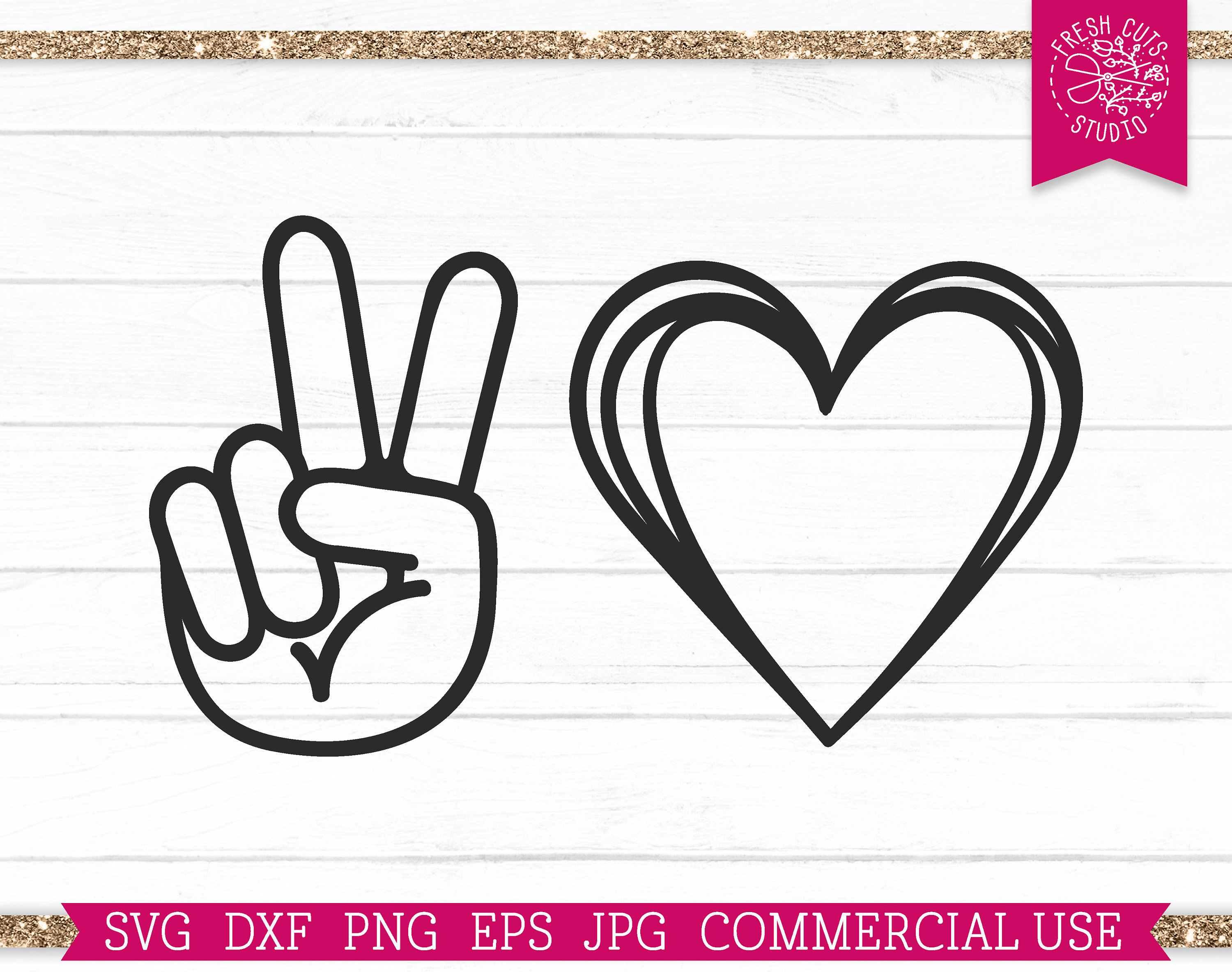 Art & Collectibles Digital Drawing & Illustration Heart Peace Hand ...