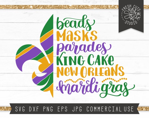 Mardi Gras SVG Fat Tuesday Svg New Orleans Svg King Cake | Etsy