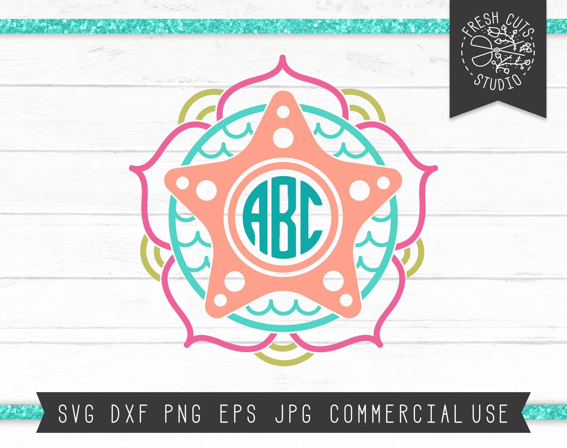 Starfish Monogram Frame SVG Cut Files for Cricut Silhouette | Etsy