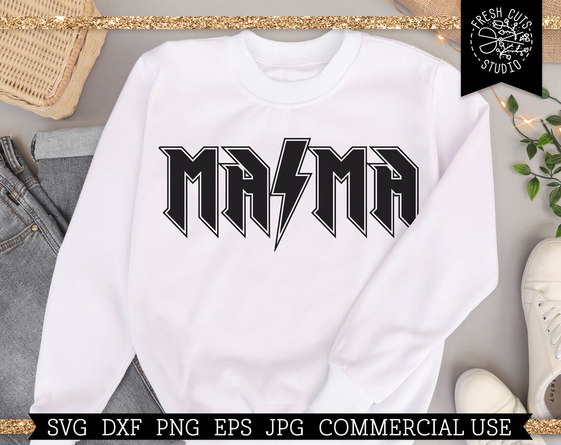 Rock Mama SVG Lightning Bolt Rocker Mom Cut File for Cricut - Etsy
