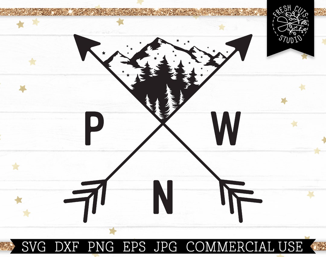 Pacific Northwest SVG PNG: Mountains, Forest, Pine Trees Silhouette Cut ...
