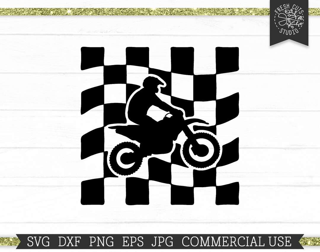 Motocross SVG Checkered Racing Flag, Motorcycle Silhouette Shirt Design ...